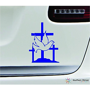 Holy Trinity Dove and Cross 5.2x3.9 Blue America United States Color Sticker State Decal Vinyl - Made and Shipped in USA