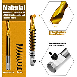 ASNOMY 5pcs Titanium-Plated M2 Steel Pilot Drill bit for Hole Saw, Hole Saw Center Drill bit for Metal, Steel, Iron, Wood, Plastic