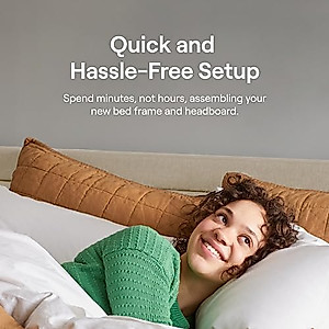 Nectar Bed Frame & Headboard - Linen - Twin - 8 Inch Legs and Sturdy Wooden Slats for Support - Contemporary and Durable Upholstery - Holds Up to 700 Pounds - Easy Assembly