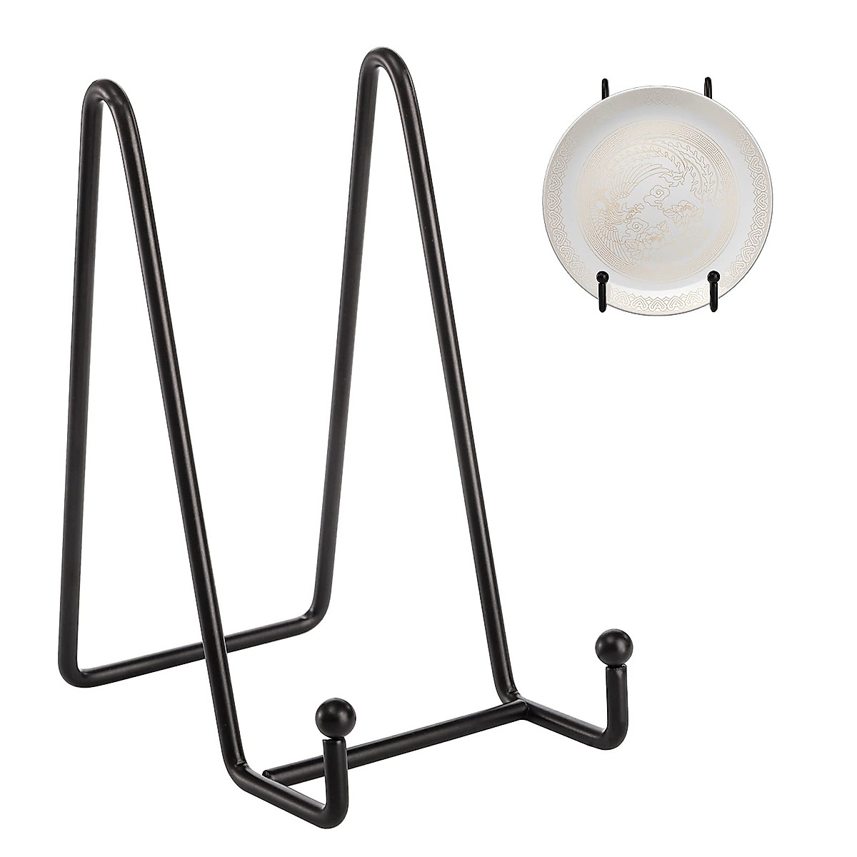 Hedume 8 Pack Iron Display Stand, 6 Inch Black Metal Easel Plate Display Photo Holder Stand, Picture Frame Holder Stand for Decorative Plate, Book, Photo Easel