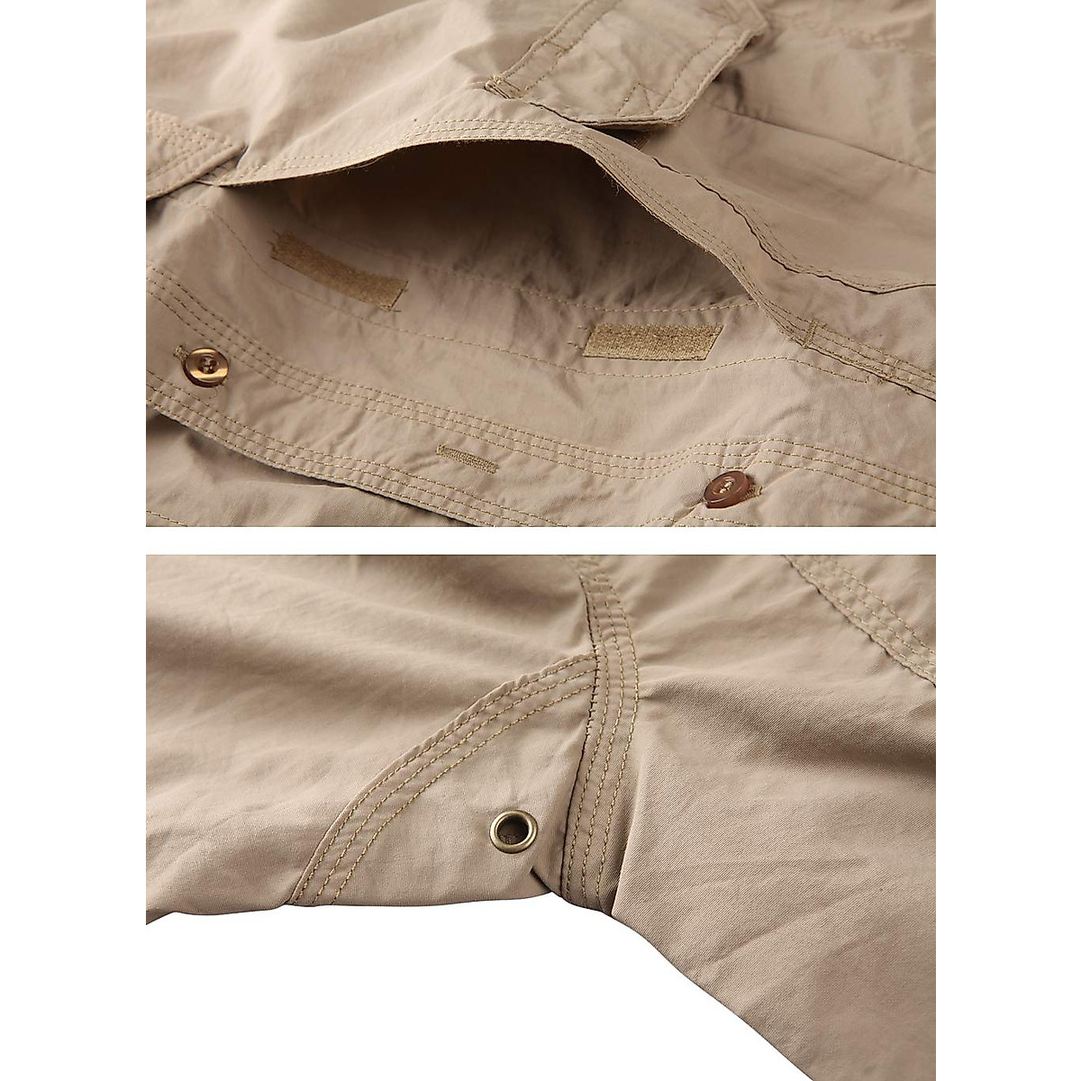 TACVASEN Men's Tactical Quick Dry Long Sleeve Shirts Sun Protection Breathable Shirts Khaki, M