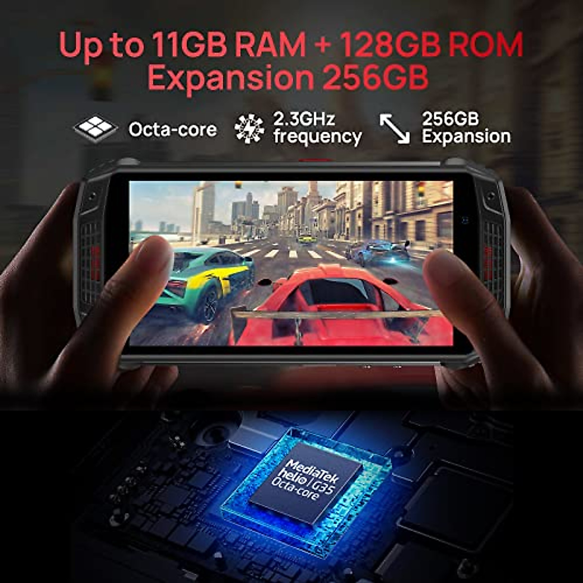 Ulefone Armor 15 Rugged Smartphone (Build-in TWS Earbuds), Android 12, Dual Stereo Speakers, 5.45'' HD+ IP68 Waterproof Mobile Phone Unlocked, 6GB+128GB, 16MP+13MP+12MP, GPS NFC FM- Black