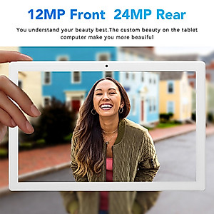 10.1in 2 in 1 Tablet, 12GB RAM 256GB ROM, 5G Dual WiFi, Octa Core Processor, Detachable Keyboard, 10.1 inch IPS Display with RGB Keyboard Stylus Support for 11.0 (White)