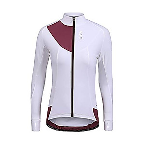 Santic Womens Cycling Jersey Long Sleeve Fleece Bicycle Jacket Full-Zip Riding Bike Shirt for Women with Pocket White XS