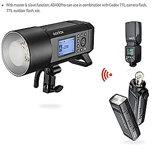 Godox AD400 Pro Godox AD400Pro All-in-One Outdoor Flash Has 400ws Strong Power,0.01~1s Recycle Time,12 Continuous Flashes in 1/16 Power Output,30W LED Modeling Lamp,380 Full Power Pops
