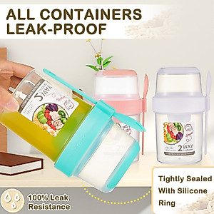 Roshtia 6 Pack 30 oz Yogurt Parfait Cups with Lids Reusable Parfait Cups with Lid and Fork plastic Salad Shaker Cup Container Cereal Overnight Oats Snack Parfait Containers for Breakfast Dessert