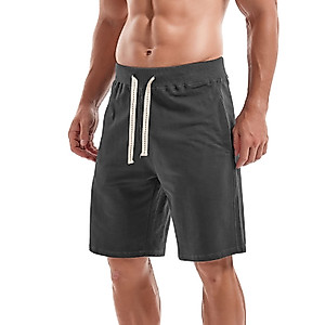 AMY COULEE Men's Casual Shorts Cotton 9 inch Lounge Sweat Shorts (M, Anchor Gray)