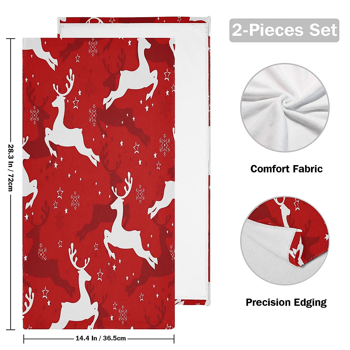 Christmas Deer Dish Towels for Drying Dishes,Xmas Kitchen Cloth Dish Towels Premium Dishcloths Super Absorbent Fast Drying