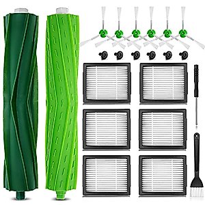 SogYupk Replacement Parts Kit,Compatible for IRobot Roomba E5 E6 E7 i3 i3+ i4 i6 i6+ i7 i7+ j7 j7+.Includes 1 Set of Rubber Brushes+6 Filters+6 Side Brushes+6 Screws+1 Cleaning Tool (20 Pack)