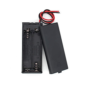 2 AAA Battery Holder with ON/Off Switch and Wire Leads Case Back Cover 2X 1.5V 3 Volt Storage Box Cables Line Cord Wire Cell Charger (5-Pack)