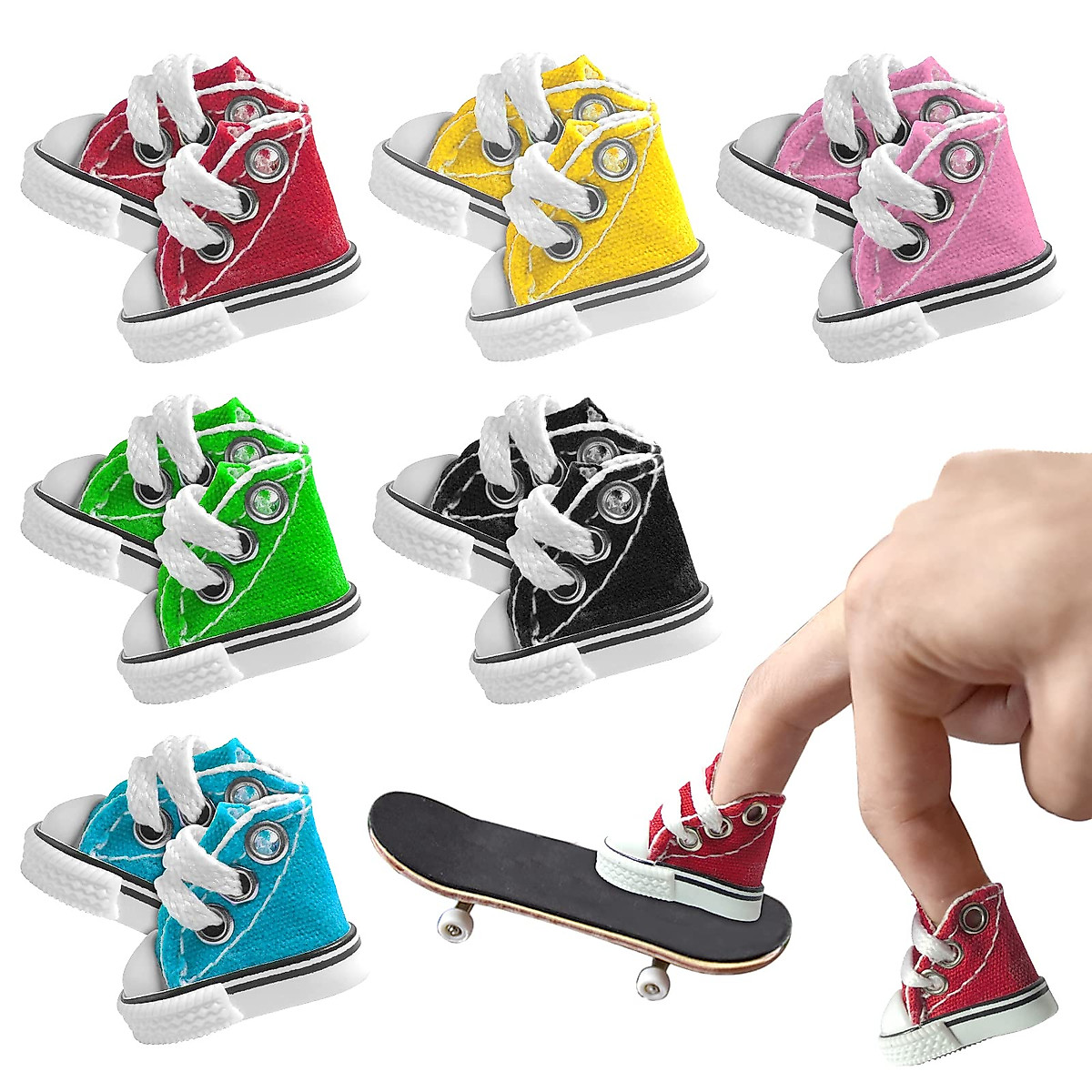Grosun 6 Pairs Mini Shoes Mini Finger Shoes Fingerboard Shoes Doll Shoes Mini Skateboard Shoes Mini Sneakers Finger Shoes for Fingerboard Miniature Shoes Tiny Shoes for Finger (Mixed Color)