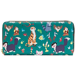 Loungefly Disney Wallet Princess Sidekicks Print Zip Faux Leather Clutch