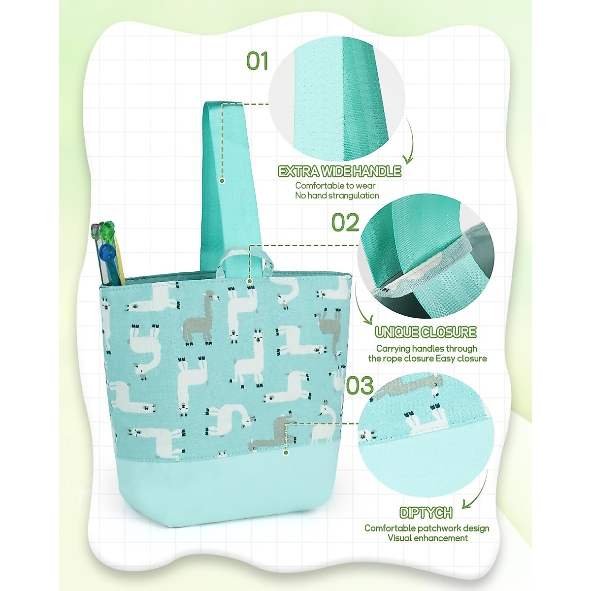 Katech Upgrade Knitting Tote Bag, Portable Knit Wrist Bag for Yarn Holding, Lightweight Travel Wrist Bag for Knitting Yarn Storage Bag Organizer Yarn Holder Bag on The Go Green