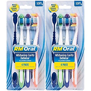 RM Oral Whitening Cavity Defense Soft Toothbrushes, 4 Count Twin Pack