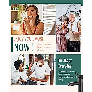 KUZOR Bathroom Faucets 1 or 3 Hole Single Handle Bathroom Sink Faucet Solid Brass Matte Black Bathroom Faucet with Optional Deck Plate 4 Inch Centerset Pop Up Drain and Water Supply Hoses Included