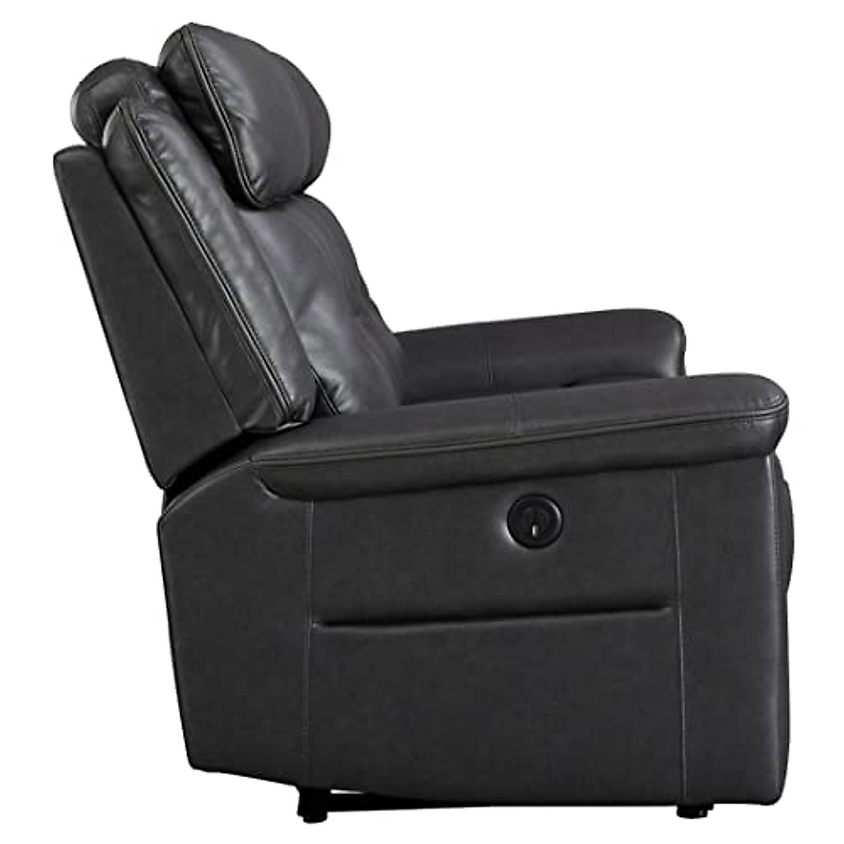 Signature Design by Ashley McAdoo Contemporary Faux Leather Tufted Reclining Power Sofa, Black