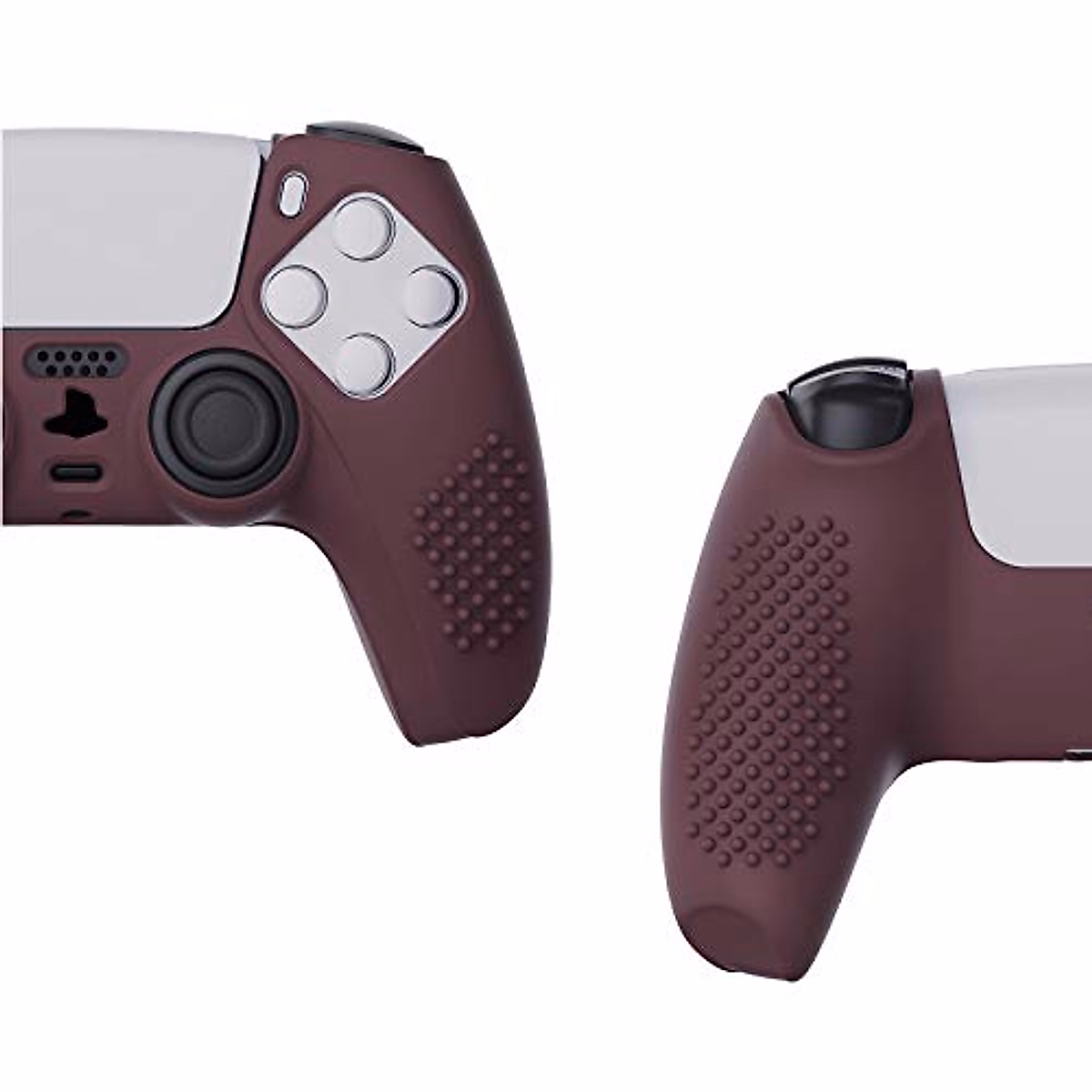 eXtremeRate PlayVital Wine Red 3D Studded Edition Anti-Slip Silicone Cover Skin for ps5 Controller, Soft Rubber Case for ps5 Wireless Controller with 6 Black Thumb Grip Caps