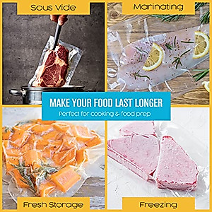 Houseables Vacuum Sealer Bags, Food Saver Rolls, Sous Vide Seal Bag, 11 Inch x 50 Ft, 2 Pack, Heavy Duty, Vaccum Sealed Roll, For Meal Storage, Vac Sealing Machine, Freezer, Reusable, Resealable