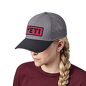 YETI Logo Badge Low Profile Trucker Hat, Black/Harvest Red