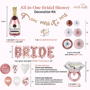 VIDAL CRAFTS Rose Gold Bridal Shower Decorations- Bachelorette Party Decorations Kit, Bride to Be Decorations - Including BRIDE Balloons, Banners, Paper Fans, Confetti Balloons