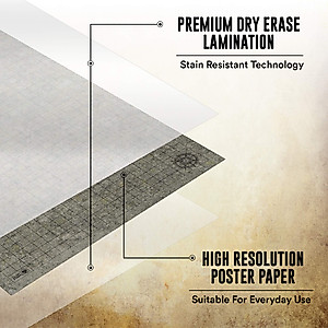 Melee Mats DND Map Starter Kit for Dungeons & Dragons Game - 24” x 36" 3 Pack Double Sided, Wet/Dry Erase Battle Terrain Grid - Ultimate Tabletop Board Gaming Experience with Accessories