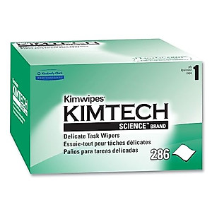 Kimberly-Clark B0013HT2QW– Kimtech Science KimWipes Delicate Task Wipers; 4.4 x 8.4 in. (11.2 x 21.3cm); 1-Ply, (Pack of 1, 286 Count)