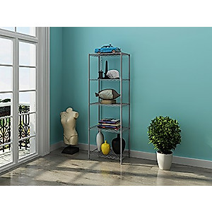 JEROAL 5-Tier Wire Shelving Unit, Multipurpose Standing Storage Shelves Metal Display Rack for Pantry Laundry Bathroom Kitchen Garage Closet Organization,350LbS Capacity,13.8" D×21" W×61" H,Gray