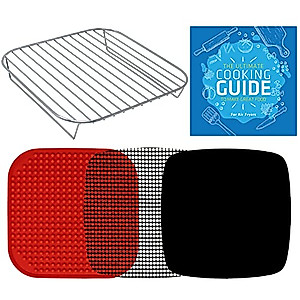 Air Fryer Rack Accessories Compatible with Cosori, Dash, Chefman, Secura, Nuwave®, Emeril Lagasse, Philips, Cozyna + More, 5pcs Stainless Steel Air Fryer Accessories with Air Fryer Heat Resistant Mats