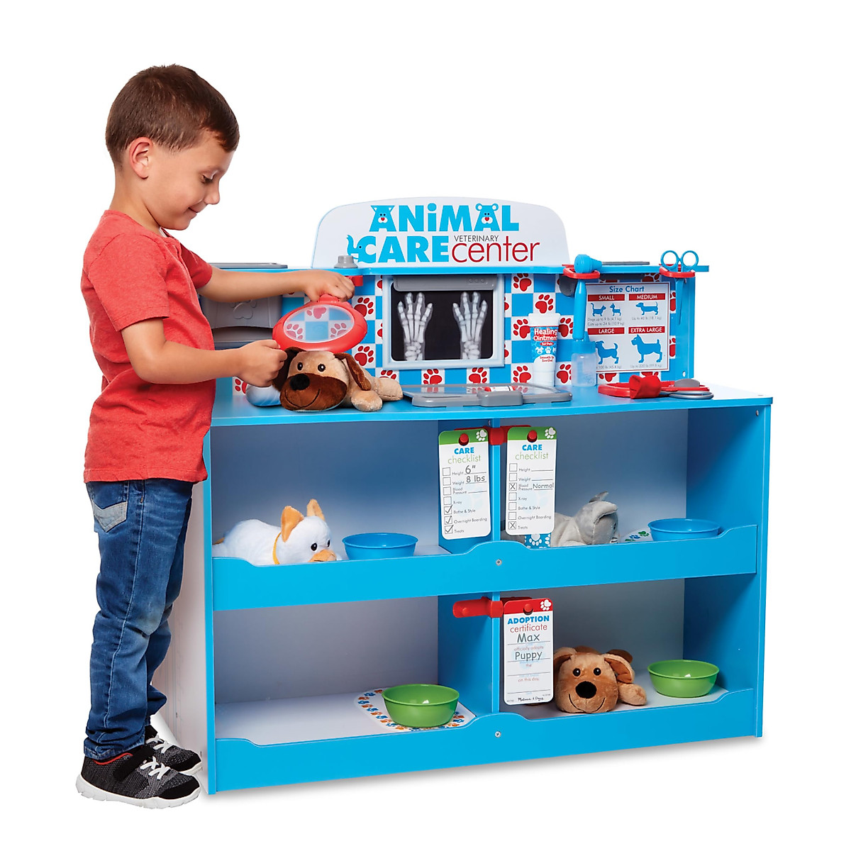 Melissa & Doug Animal Care Veterinarian and Groomer Wooden Activity Center for Plush Stuffed Pets (Not Included)