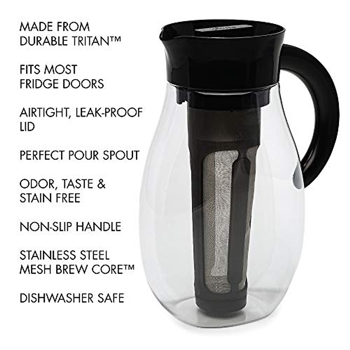 Primula Flavor Airtight Cold Brew Coffee or Iced Tea Maker Shatterproof Durable Plastic Construction, Leak-Proof, 2.7 Quart, Black