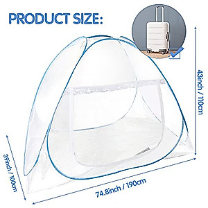 Tatuo Mosquito Net for Bed Portable Folding Net Bed with Bottom Pop up Mosquito Net Tent for Indoor and Outdoor Use Mosquito Netting for Adults Trip Camping Travel Home(74.8 x 39.3 x 43.3 Inch)