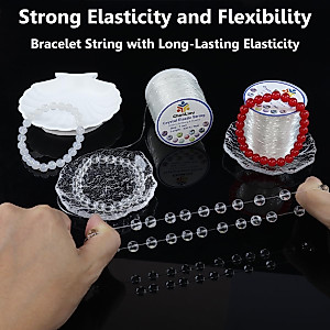 1mm Elastic Bracelet String, 2 Rolls of Crystal Clear Elastic Cord for Bracelets, Necklaces, Beading, and Jewelry Making (200 m)