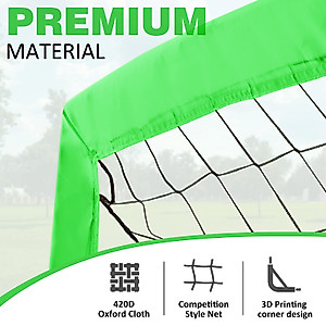 BOHEN Portable Soccer Goal for Kids - 6x4FT Foldable Soccer Net for Backyard Indoor Outdoor with Carrying Bag & Target Gate for Easy Storage and Transportation(6x4FT, 1 Piece, Green)