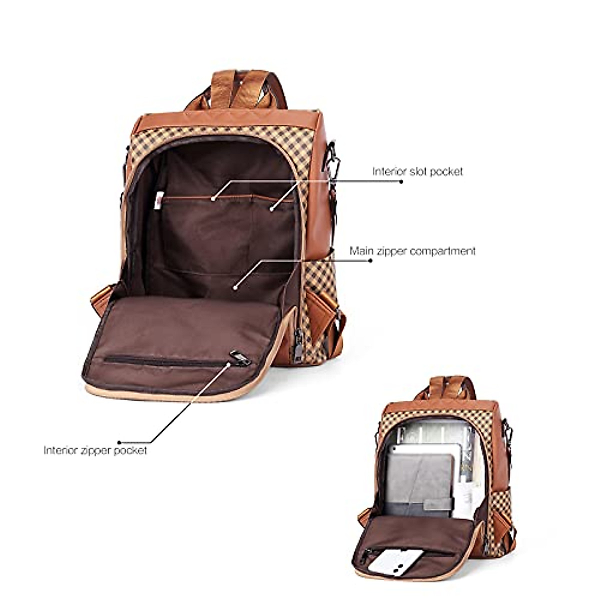 Telena Backpack Purse for Women, PU Leather Anti Theft Travel Purse Shoulder Bags with Tassel