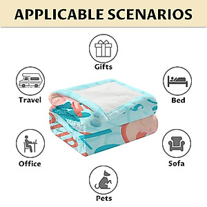 Personalized Axolotl Blanket Gifts with Name - 40x50 Inches Cute Throw Blanket for Girls - Blue Soft Fuzzy Blankets for Bed, Couch & Living Room