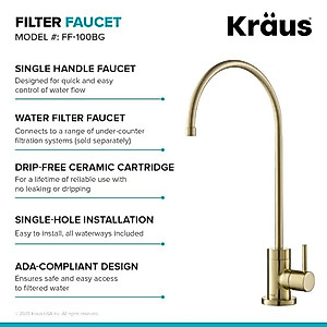 KRAUS Purita 100% Lead-Free Kitchen Water Filter Faucet in Brushed Gold, FF-100BG