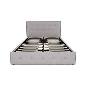 DHP Rose Upholstered Platform Bed with Underbed Storage Drawers and Button Tufted Headboard and Footboard, No Box Spring Needed, Full, Gray Linen