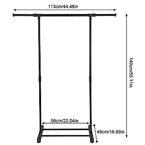 Simple Standard Rod Clothing Garment Rack,Super Easy Assembly NO Tools Required,Adjustable Floor Hanger, Used in The Bedroom to Hang Clothes, Hats, Bags,Shoes Boxes,Rolling Clothes Organizer,Black