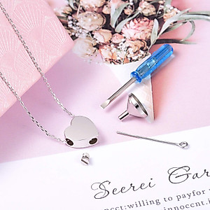 Jinlou 925 Sterling Silver Hold Loved Ones Heart Urn Necklace Pendant for Ashes Memorial Cremation Jewelry(Simple heart)
