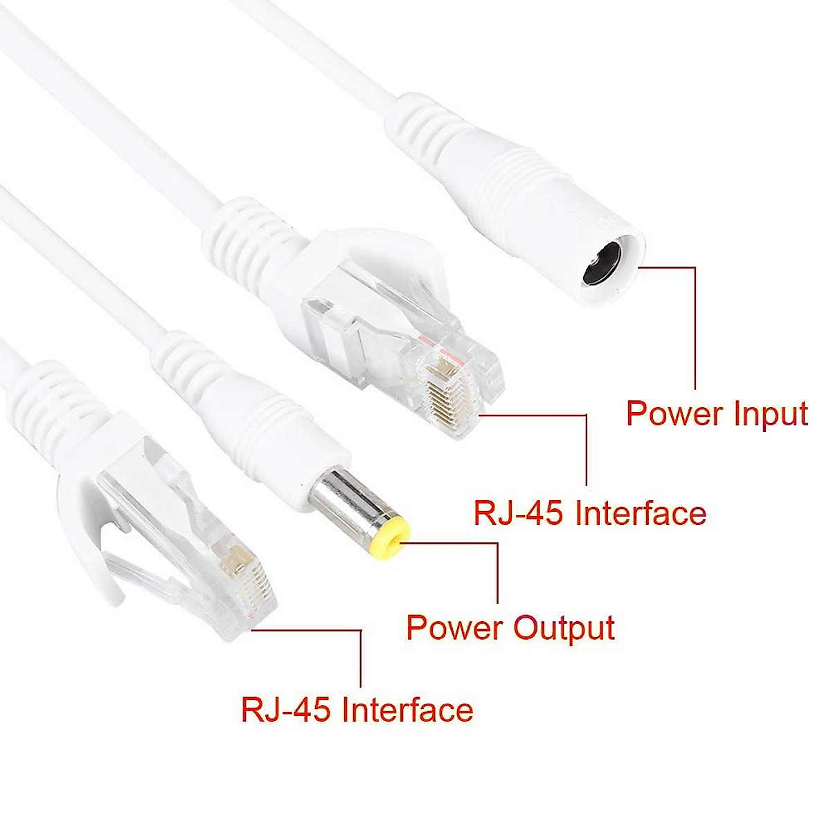 OdiySurveil 5Pairs Passive PoE Injector and Splitter Kits with 5.5x2.1mm DC Connector RJ45 Power Over Ethernet (White)
