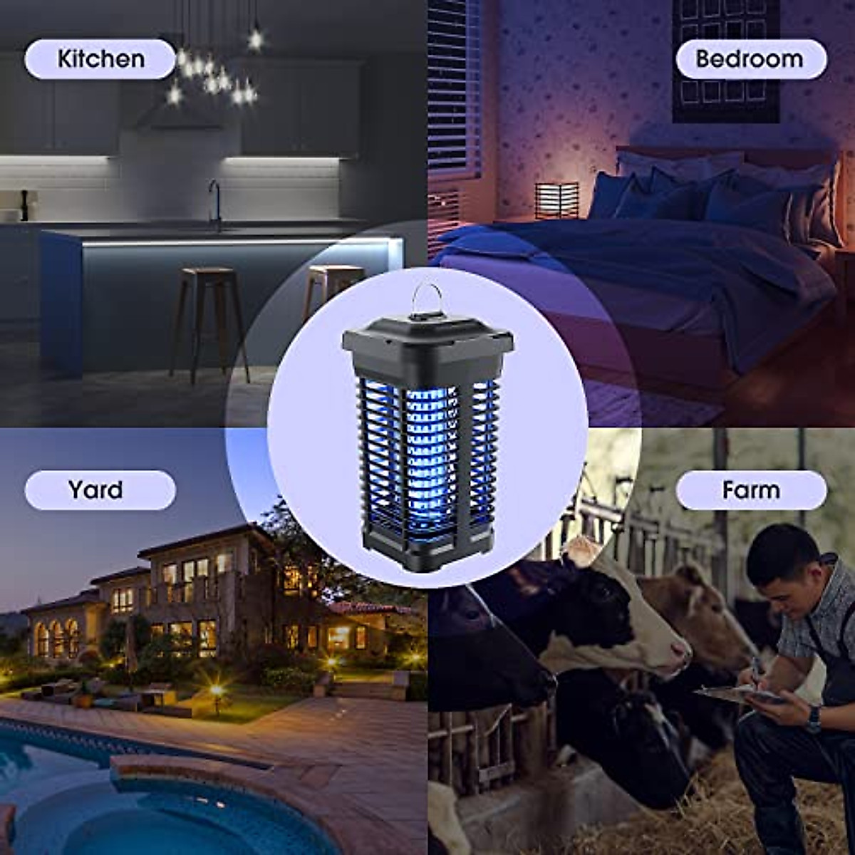 Bug Zapper for Outdoor and Indoor, High Powered 4200V Auto on/Off Electric Mosquito Zappers Killer, IPX4 Waterproof Fly Trap Outdoor, 18W Electronic Light Bulb Lamp for Home Backyard Patio