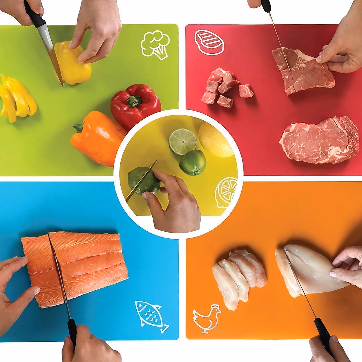 Gorilla Grip Drawer Liner and Flexible Cutting Board Set of 5, Drawer Liner Size 17.5x20 in Beige, 2 Item Bundle