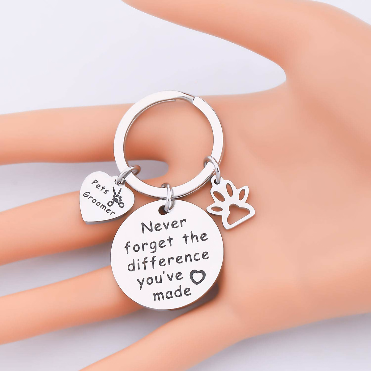 MYOSPARK Pet Groomer Keychain Dog Salon Gift Never Forget The Difference You've Made Appreciation Jewelry Pet Beautician Gift (difference pet groomer keychain)