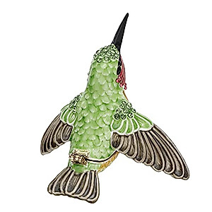 Hand Painted Enamel Hummingbird Trinket Box Hinged Jewelry Organizer with Crystals Ring Earrings Storage Home Decor Figurine Keepsake Collectible Personalized Elegant Handmade Ornament (Hummingbird-1)