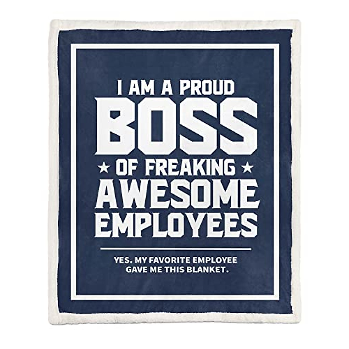 Boss Gifts from Employees, Sherpa Fleece Plush Blankets (50"x 60") Office Gift Idea for Men on Boss Day, Birthday, Christmas, Retirement, Fuzzy Soft Bed Flannel Blankets-Proud Boss (Thick Version)