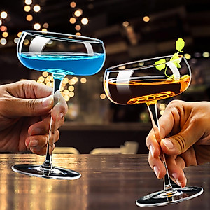 PARACITY 8 oz Martini Glasses Set of 2, Coupe Glasses,240ml Hand Blown Premium Glasses, Perfect for Cocktails, Martinis, Margaritas, Parties, Catering Boxes and Gifts