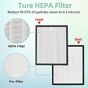 LV-PUR131 Replacement Filters Compatible with LEVOIT LV-PUR131 and LV-PUR131s Air Purifier, LV-PUR131-RF, 2 Pack True HEPA and Activated Carbon Filters