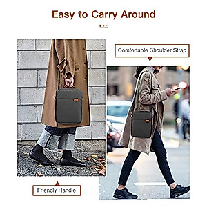 MoKo 12.9 Inch Tablet Sleeve Bag, Compatible with iPad Pro 12.9 M2 2022/2021/2020, Surface Laptop Go 12.4", Galaxy Tab S8+/S9+ 12.4" 2022/2023, Handle Carrying Case with Shoulder Strap, Black & Gray