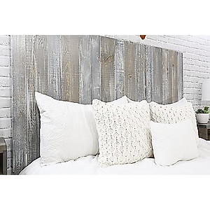Barn Walls Graywash Headboard, Farmhouse Design, Wood Headboard Wash Finish, Floating Panels, Wall Mount, Adjustable Height, Easy Assembly, King Size