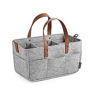 Baby Diaper Caddy Organizer - Baby Shower Basket Portable Nursery Storage Bin Car Storage Basket for Toys (Light gray)